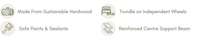 Coco Double Bed with Trundle | Natural Hardwood Frame